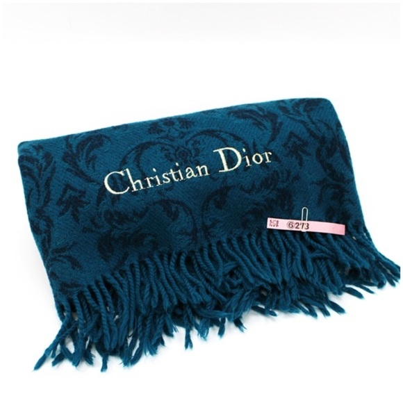 Dior | Other | Christian Dior Wool Throw Green X Navy 28 85 Cm Ladies ...